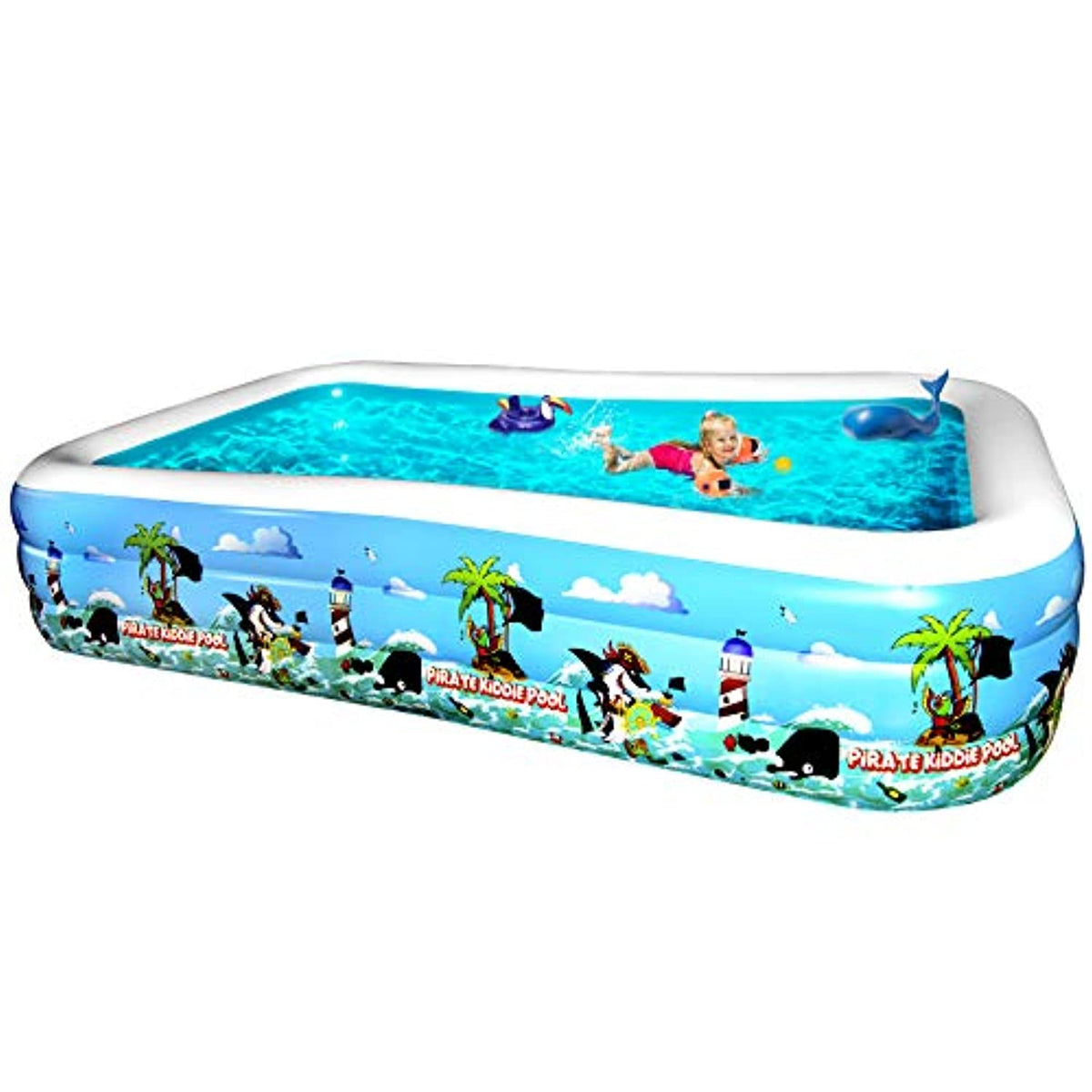 10Leccion Inflatable 10 Foot Family Pool, Blow Up Full-Sized Rectangul ...