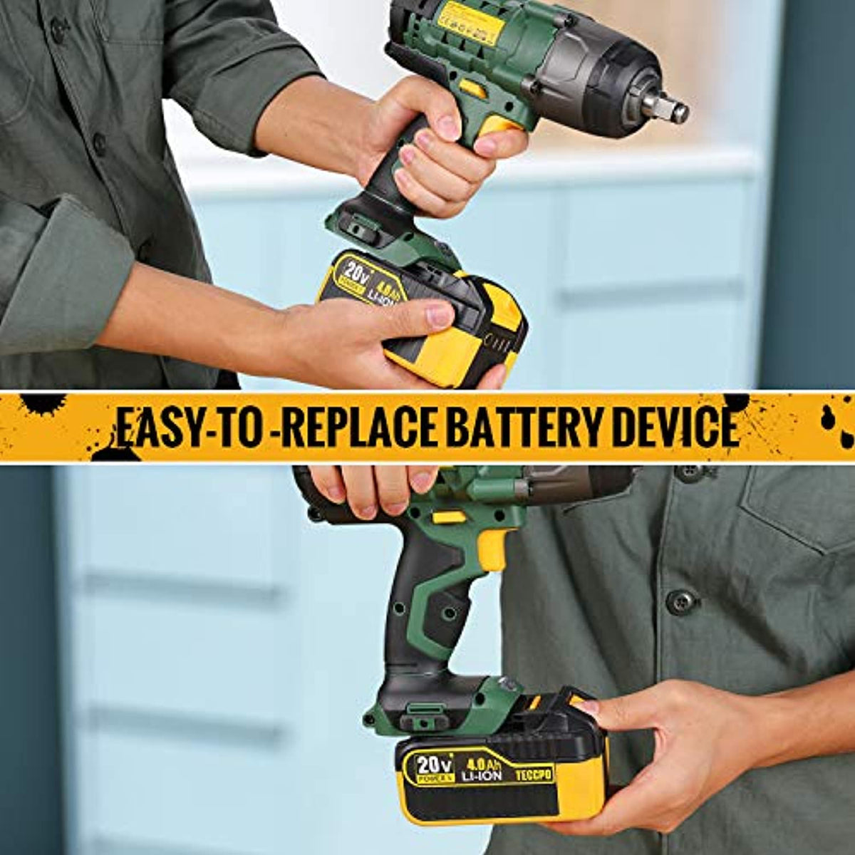 TECCPO 20V MAX 4.0 Ah Lithium Ion Battery-Pack, Rechargeable Replaceme ...