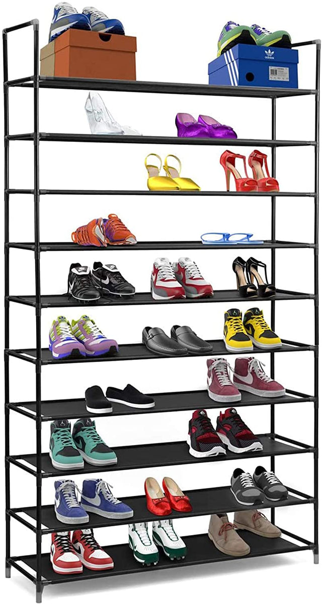 Halter 10 Tier Stackable Shoe Rack Storage Shelves - Stainless Steel F ...